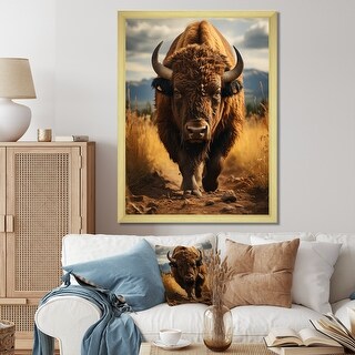 Designart "Bison Protrait II" Animals Bison Framed Canvas Print - Bed ...