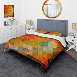 Designart 'Triangular Geometry Red, Gray and Green' Modern ...