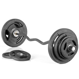 XMark XM-3675-BLK-BAL-95 Black Curl Bar & 95 lb. Olympic Weight Set ...