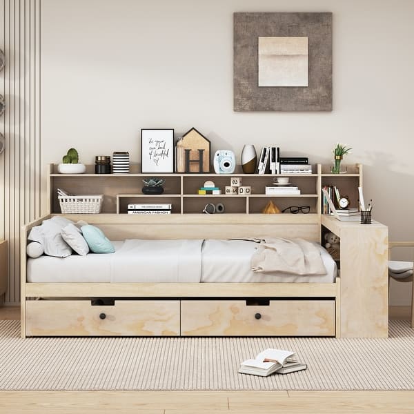 single bed frame with study table