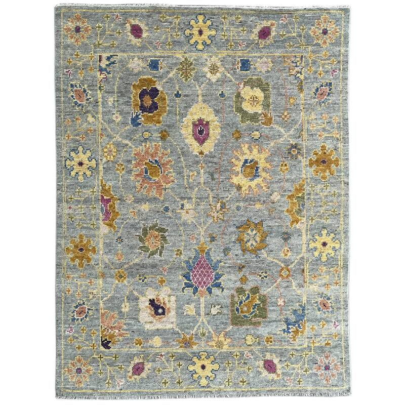 Grey Hand-Knotted Wool Modern Oushak Rug, 9' x 12', plush stylish floor ...