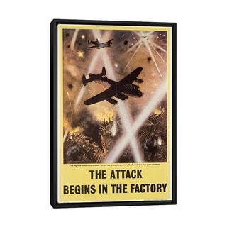 iCanvas "Attack begins in factory, propaganda poster from World War II ...