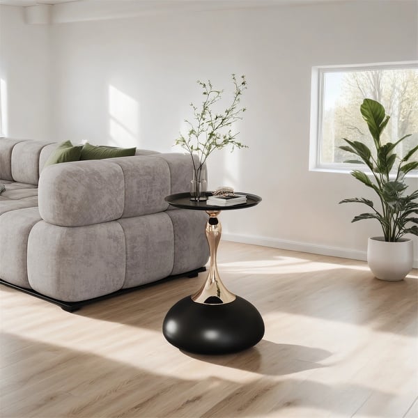 Luxury Design Iron End Table, Round Side Table for Small Space - Bed ...