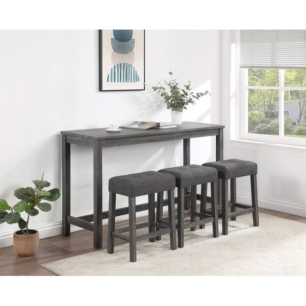 Industrial Style Solid Wood 4 Piece Counter Height 36" Pub Table Set ...