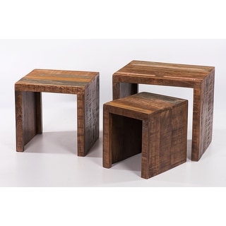Raga Reclaimed Wooden Nesting Stool Set Of 3 - Bed Bath & Beyond - 31087735