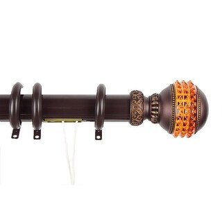 Gemstone Decorative Traverse Rod With Rings 48in 84in Cocoa - 65 x 4 x ...