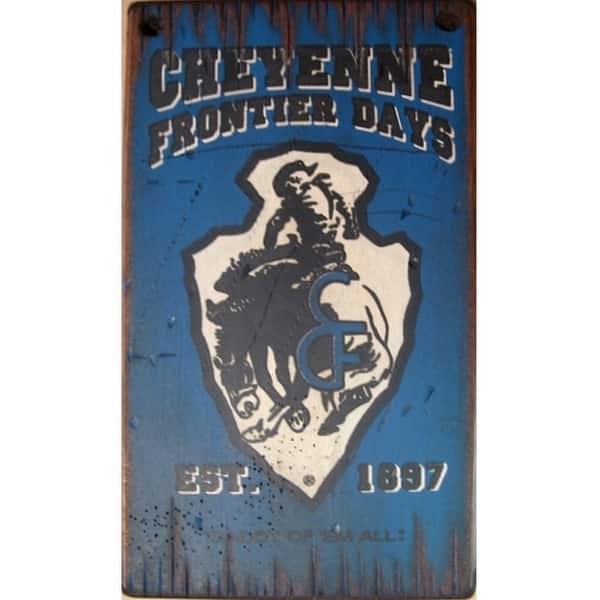 Cowboy Signs Wood Wall Hanging Cheyenne Frontier Days Blue - Bed Bath ...
