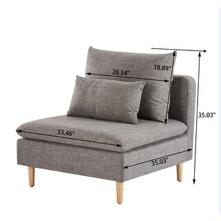 33.46" Classic Felt Fabric Armless Sofa for Living Room, Apartment ...