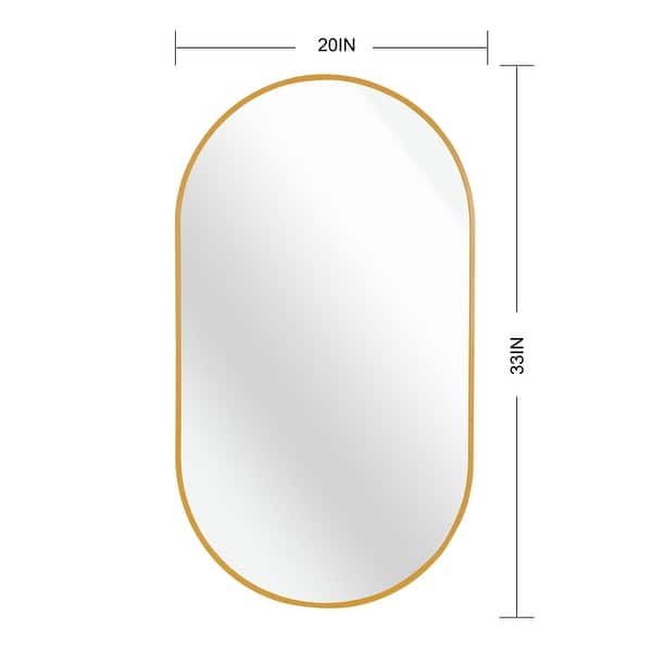 Oval Wall Mirror, Pill Shaped Bathroom Vanity Mirror Metal Framed ...