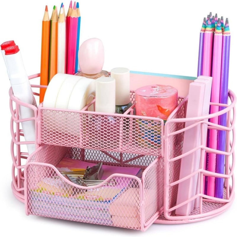 Pink desk storage store
