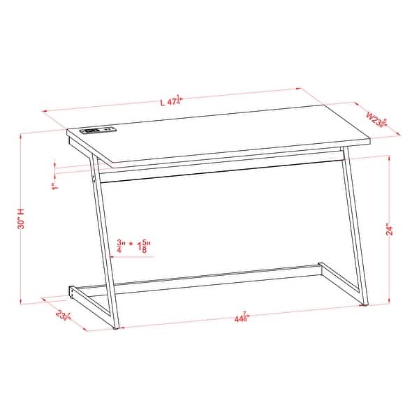Rosalinda Glam 47-inch Steel Computer Desk with USB Ports by Furniture ...