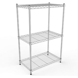 Silver 3-Tier Adjustable Storage Shelf Metal Storage Rack - Bed Bath ...