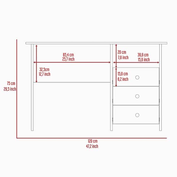 3-Drawer Writing Desk with Open Compartment - Bed Bath & Beyond - 38404371