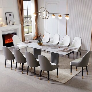 Modern extendable 63"-94.5" Retractable Kitchen Dining Table Set for10 ...