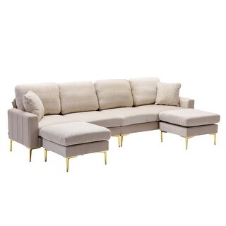 Chenille U-Shaped Sectional Sofa with Ottomans, Modular Sofa Couch ...