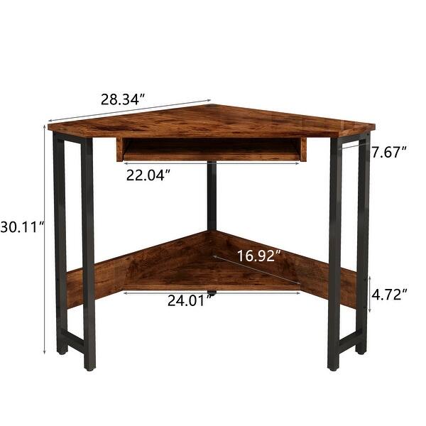 Triangle Computer Desk With Smooth Keyboard Tray& Storage Shelves - Bed ...