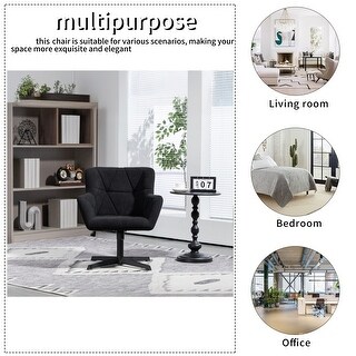 Modern Velvet Desk Chair Swirl Office Chair No Wheels,Comfy Computer ...