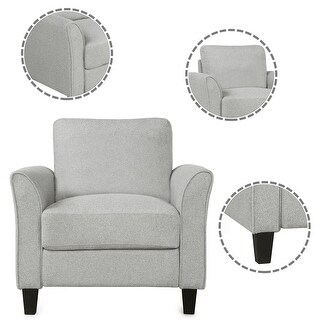 Linen Lounge Accent Sofa Thick Back Couch Sloped Arms Sofa - Bed Bath ...