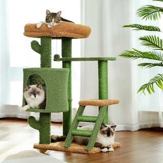 36In. Green Cat Tree Multi-Level Condo and Ladder Cat Tree with the ...