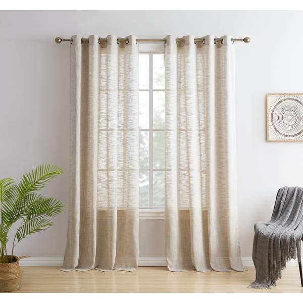 HLC.me Madison Faux Linen Textured Sheer Privacy Sun Light Filtering ...