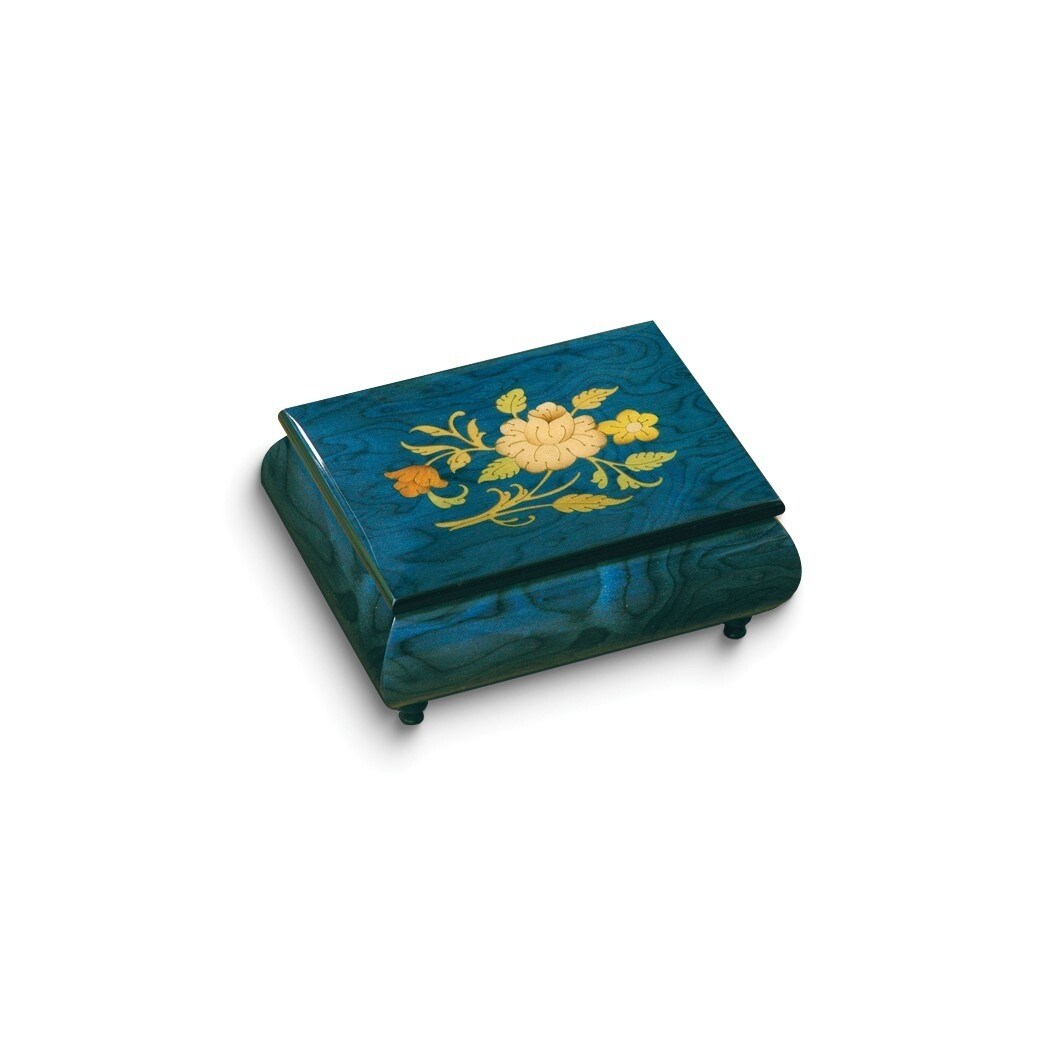 Curata Handcrafted Gloss Finish Brown Floral Inlay Wooden Music Box ...