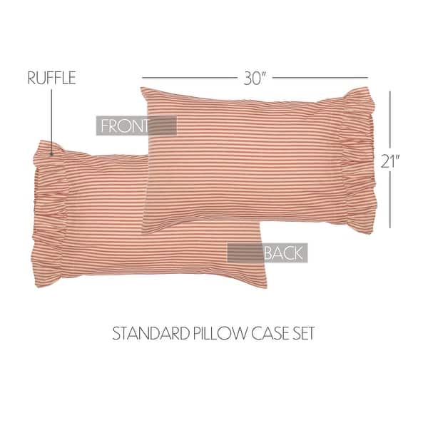 Sawyer Mill Red Ticking Stripe Ruffled Standard Pillow Case Set of 2 ...