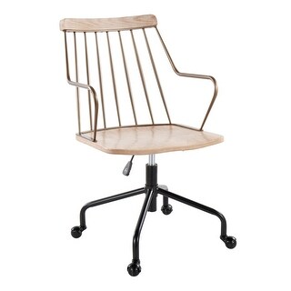 Rustic Spindle-Back Design Office Chair, Adjustable Height with 360 ...
