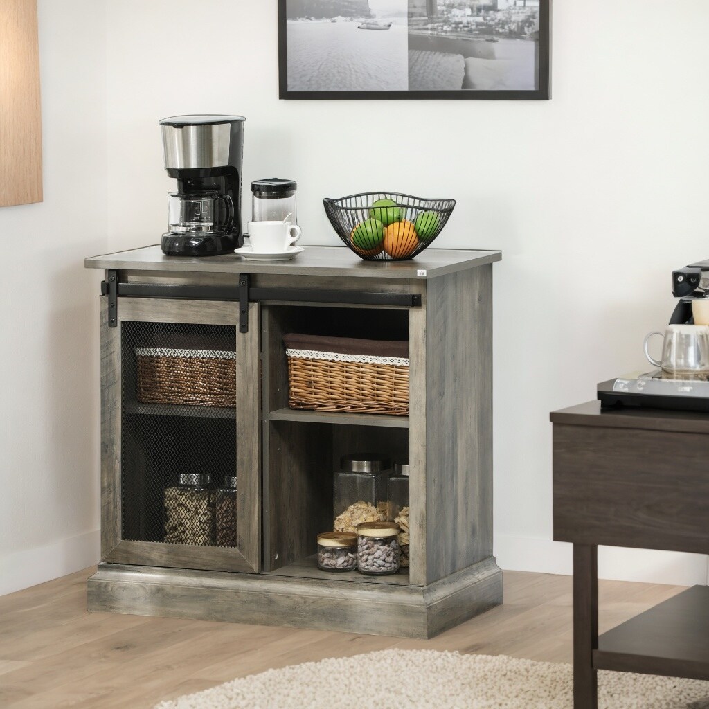 Natural farmhouse cabinet with sliding door store