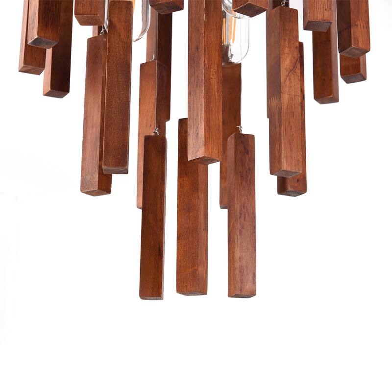 Rustic Wooden 3-Light Flush Mount Entryway Hallway Ceiling Light - 13in ...