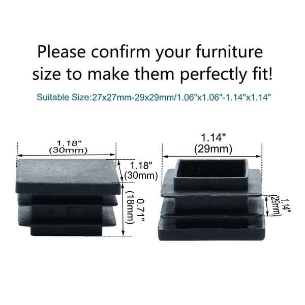 16pcs Plastic Square 30x30mm Ribbed Tube Inserts Pipe Tubing End Caps ...