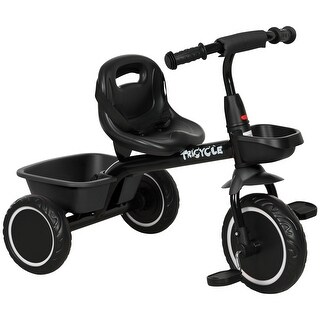 Safe and Comfortable Toddler Tricycle with Adjustable Seat, Basket, and ...