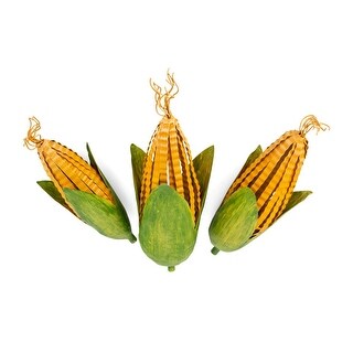 Set of 3 Yellow and Green Fall Harvest Metal Corn Decorations 12.75 ...