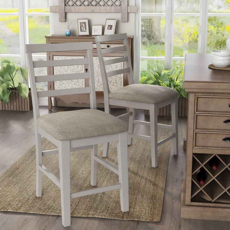 Furniture of America Biaz Farmhouse White Wood Counter Height Chairs ...