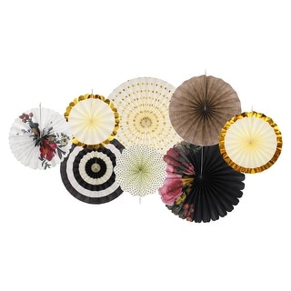 Hanging Paper Fans Party Set 8Pcs Decoration for Birthday Wedding Black ...