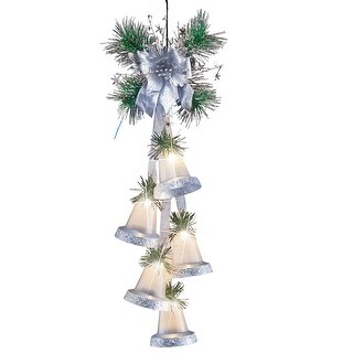 Solar Lighted Christmas Bells Hanging Outdoor Mobile - Silver - 6 x 27 ...