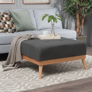 Versatile Upholstered Ottoman with Birch Wood Slanted Legs, Perfect for ...