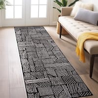 World Rug Gallery Contemporary Boho Stripes Black Area Rug - On Sale ...