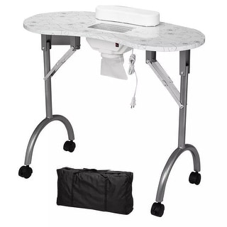 Portable Folding Table Movable Manicure Nail Desk Vented Fan & Bag ...