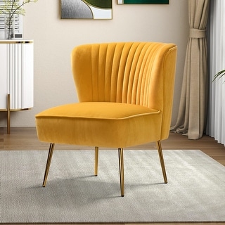 Modern Accent Chair, Velvet Slipper Chair with Wingback Gold Legs ...