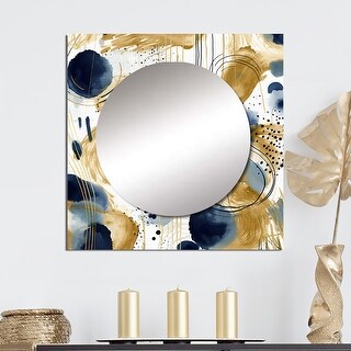 Designart "Abstract Pattern With Blue & Golden Textures VII" Abstract ...