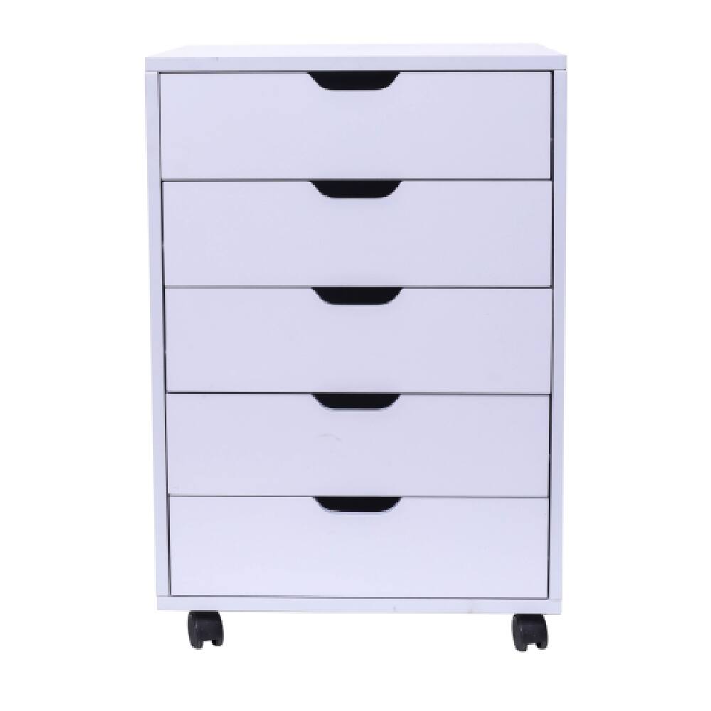 5-Drawer Wood Filing Cabinet, Mobile Storage Cabinet for Closet ...