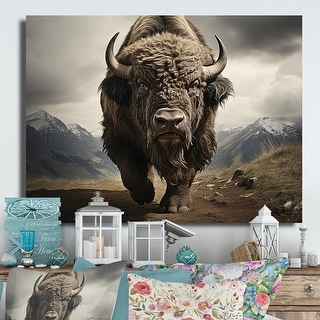 Designart "Bison Protrait III" Animals Metal Wall Art Living Room - Bed ...