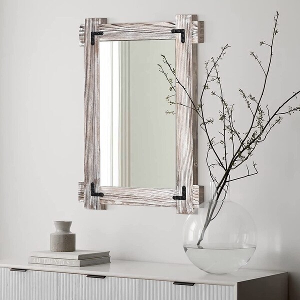 Rustic Mirror Wood Mirror for Bathroom Decorative Framed Wall Mirror Farmhouse Natural Vanity Mirror Wall Mounted Rectangular Bed Bath Beyond 37702862