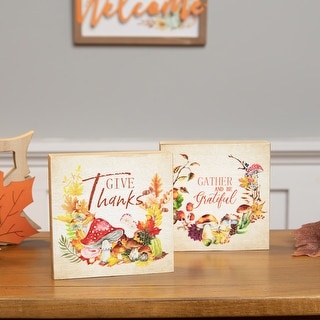 Give Thanks and Be Grateful Fall Harvest Signs - 4.75" - Set of 2 - Bed ...
