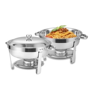 Chafing Dish Buffet Set of 2 Pack 5QT Round Stainless Steel Chafer for ...