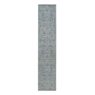 Shahbanu Rugs Gray Fine Jacquard with Sickle Leaf Design Wool and Plant ...