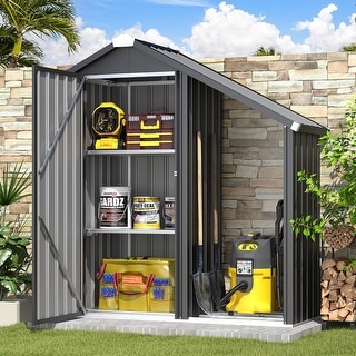 AECOJOY Outdoor Storage Cabinet Waterproof with Shelves and Lean to ...