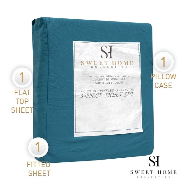Sweet Home Collection Vintage Wash MIcrofiber Crinkle Sheet Sets - Bed ...