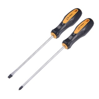 PH2 / 6mm Slotted Magnetic Screwdriver Set 4" S2 Round Shaft Black ...