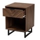 Sadia Modern Walnut Brown Finished Wood and Black Metal 1-Drawer End ...